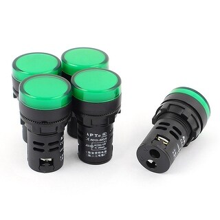 5Pcs AC/DC 12V 21mm Panel Mount Green LED Indicator Pilot Signal Light ...