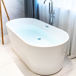 CB HOME 55" x 28" Acrylic Freestanding Soaking Bathtub,Mordern Deep Spa ...