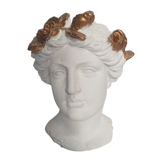 Resin, 16"h Roses Lady Head Statue, White, gold 16.0"H - 12.0" x 12.0 ...