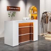 Reception Desk Front Desk with LED Lights,Large Reception Counter Table ...