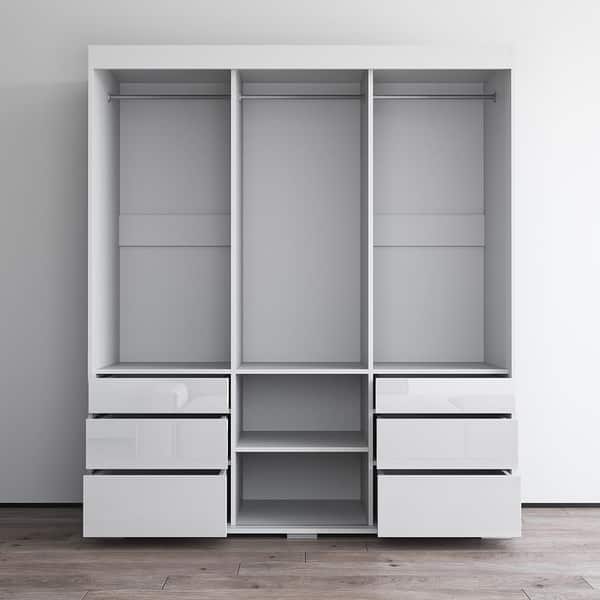 Monaco 3-door Modern 71-inch Wardrobe with Mirror - On Sale - Bed Bath ...