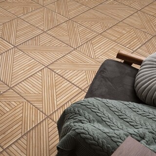 Merola Tile Tangram Wood Oak 17-3/8" x 17-3/8" Porcelain Floor and Wall ...