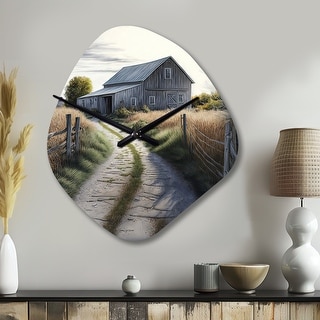 Picturesque Winding Path And Barn IV - Barn Farm Ranch Large Wall Clock ...