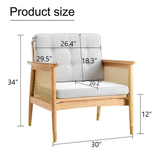 Grondin Mid-Century Modern Style Woven Rattan Accent Armchair with ...