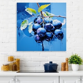 Designart "Blueberry Blue Azure Abstract " Fruits Wall Art - Bed Bath ...