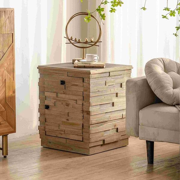 Retro Splicing Design Coffee Table with Side Cabinet - Bed Bath ...