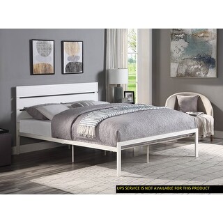 White Metal Frame Full Size Bed 1pc Casual Style Bedroom Furniture ...