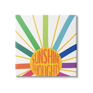 Stupell Sunshine Thoughts Phrase Rainbow Sunrise Striped Rays Canvas ...