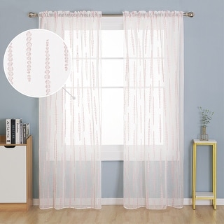 Deconovo Rod Pocket Design Jacquard Sheer Curtains - Bed Bath & Beyond ...