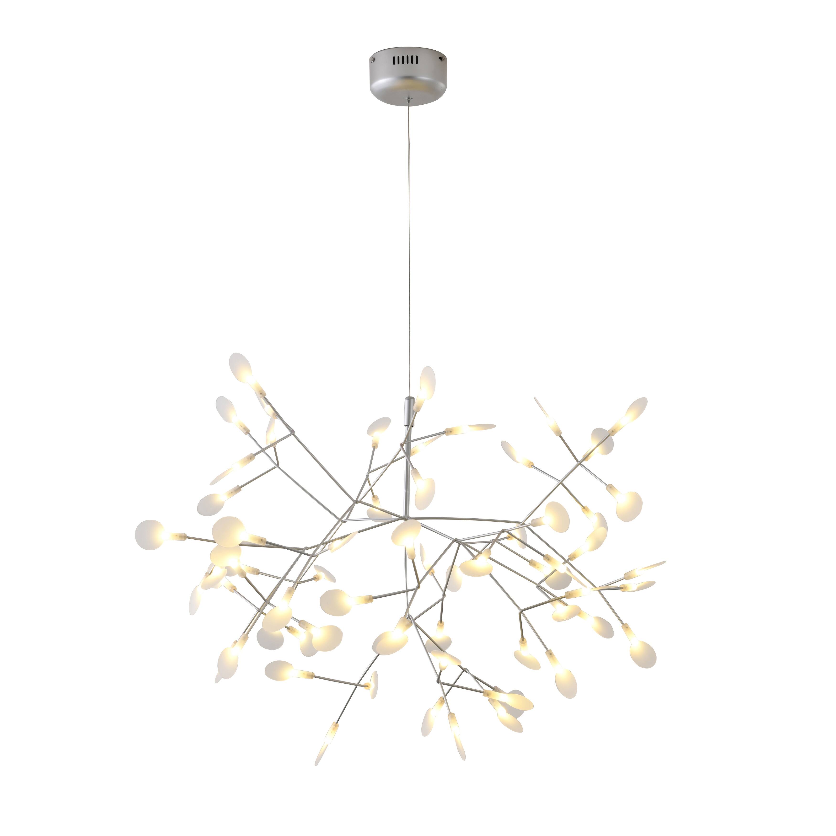 Silver Metal LED Chandelier With Frosted Acrylic Diffusers - On Sale ...