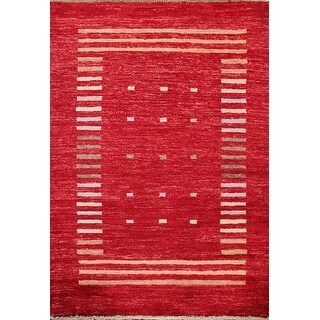 Red Gabbeh Kashkoli Oriental Wool Area Rug Hand-knotted Foyer Carpet ...