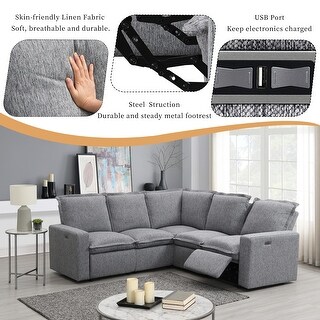 Thickend Padding Power Reclining Home Theater Sofa Couch with USB Port ...