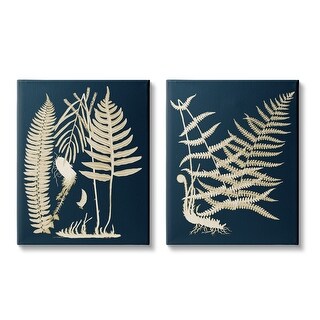 Stupell Modern Layered Vegetation Natural Botanical Leaves 2 Piece ...