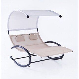 Belleze Double Chaise Rocker Patio Furniture Chair Canopy Pool Swing ...