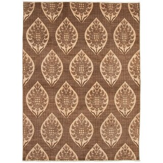 Hand-knotted Pak Finest Transitional Brown Wool Rug - 8'3" x 11'0"/8'3 ...
