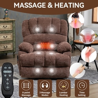 Oversize Chenille Massage Chairs with Power Lift and Lumbar Heating ...