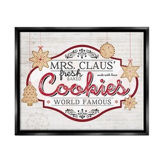 Stupell Vintage Mrs. Claus Cookies Sign Framed Floater Canvas Wall Art ...