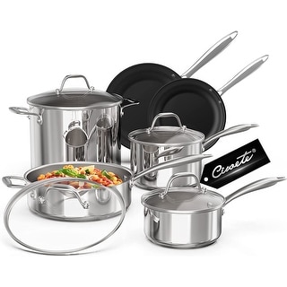 Stainless Steel Pots and Pans Set 10 Piece, Kitchen Cookware Set with ...