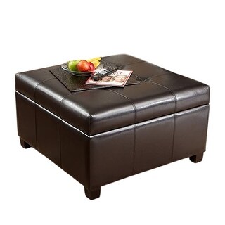 Oreo Storage Ottoman, Tufted Dark Brown Faux Leather, 31 Inch Square ...