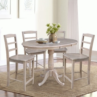 36" Extension Counter Height Table and Four Stools - Washed Gray Taupe ...