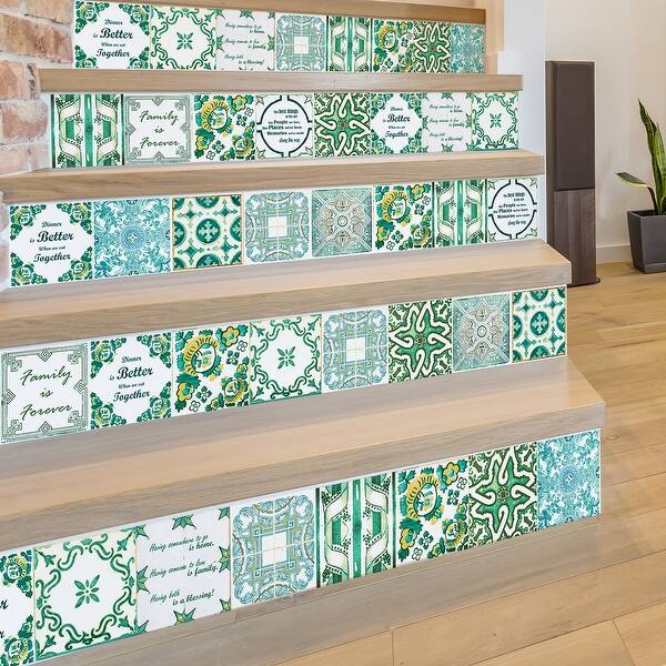 Walplus Tile Stickers Peel and Stick English Quote Vintage Green Wall ...