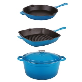 Neo Cast Iron 4pc Set F/P G/P & 5 Qt Cov Dutch Oven Blue - Bed Bath ...