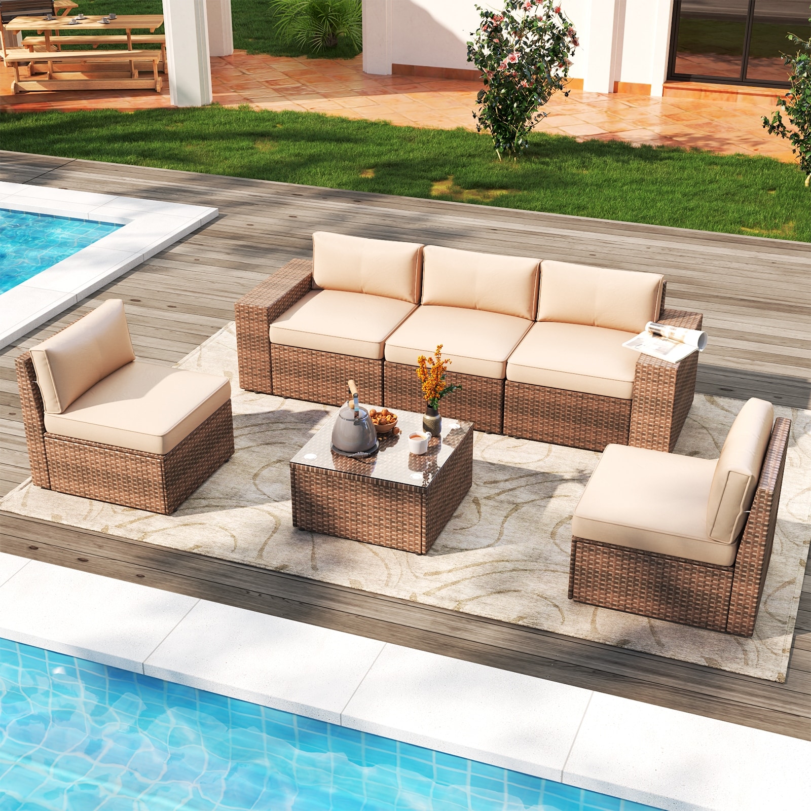 6 piece rattan sofa set store