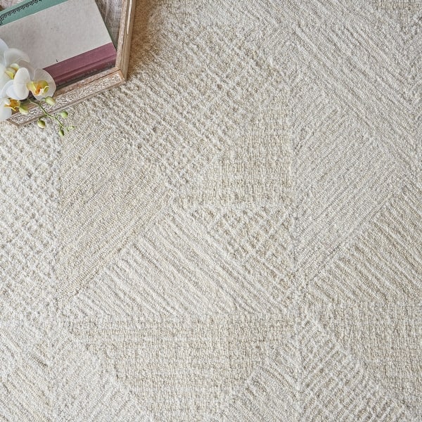 EXQUISITE RUGS Caprice Hand-tufted New Zealand Wool Beige/Ivory Area ...