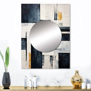 Designart "Indigo Illusion Abstract Shapes VI" Abstract Shapes Mirror ...