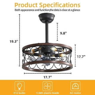 Modern Caged Ceiling Fans Light 6 Speed Adjustable Ceiling Fan with LED ...