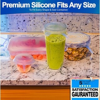 Silicone Stretch Food Lids 12 Rectangular Pack- Reusable Leak-Proof ...