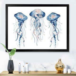 Designart "Painted Medusa On White II" Nautical & Coastal Framed Art ...