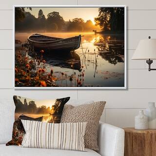 Designart "Canoe On The Lake" Lakehouse Framed Wall Decor - Bed Bath ...