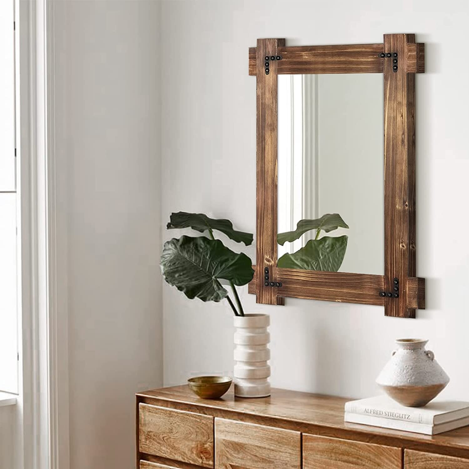 Rustic Mirror Wood Mirror for Bathroom Decorative Framed Wall Mirror Farmhouse Natural Vanity Mirror Wall Mounted Rectangular Bed Bath Beyond 37702862