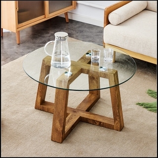 Circular Coffee and Tea Tables with Tempered Glass Tabletop - Bed Bath ...