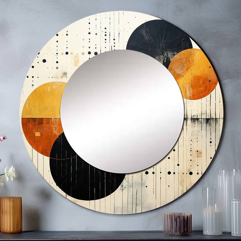 Designart "Grey Orange Mid Century Minimalist Oasis I" Abstract ...