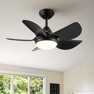 Matte Black 30-Inch Ceiling Fan with Integrated LED Lighting and ABS ...