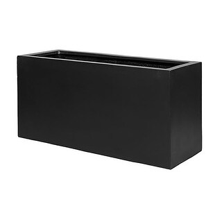 Large Black Rectangular Planter Box - Elegant Modern Fiberstone Indoor ...