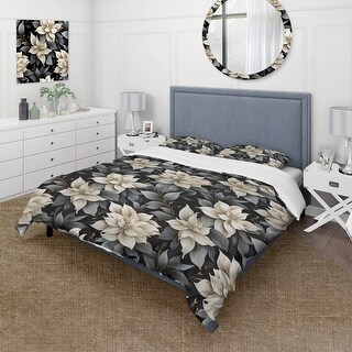 Designart "Shadowed Serenade Moody Patterns I" Beige Cottage Bedding ...
