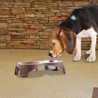 Small Plastic Framed Double Diner Pet Bowl in Stainless Steel - Bed ...