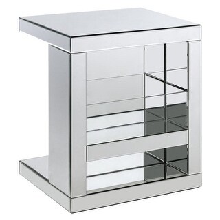 Accent Table with Mirrored Panels and C Shape, Silver - 20" x 16" x 24 ...