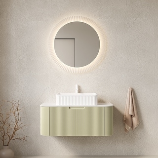 Dina 36" Wall-Mounted Bathroom Vanity with Vessel Sink & Soft-Close ...