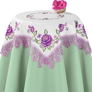 Embroidered Elegant Peony Lace Border Table Linens - Bed Bath & Beyond ...