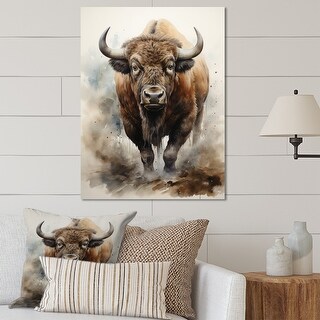 Designart "Buffalo Majestic Bison" Animals Large Metal Prints - Bed ...