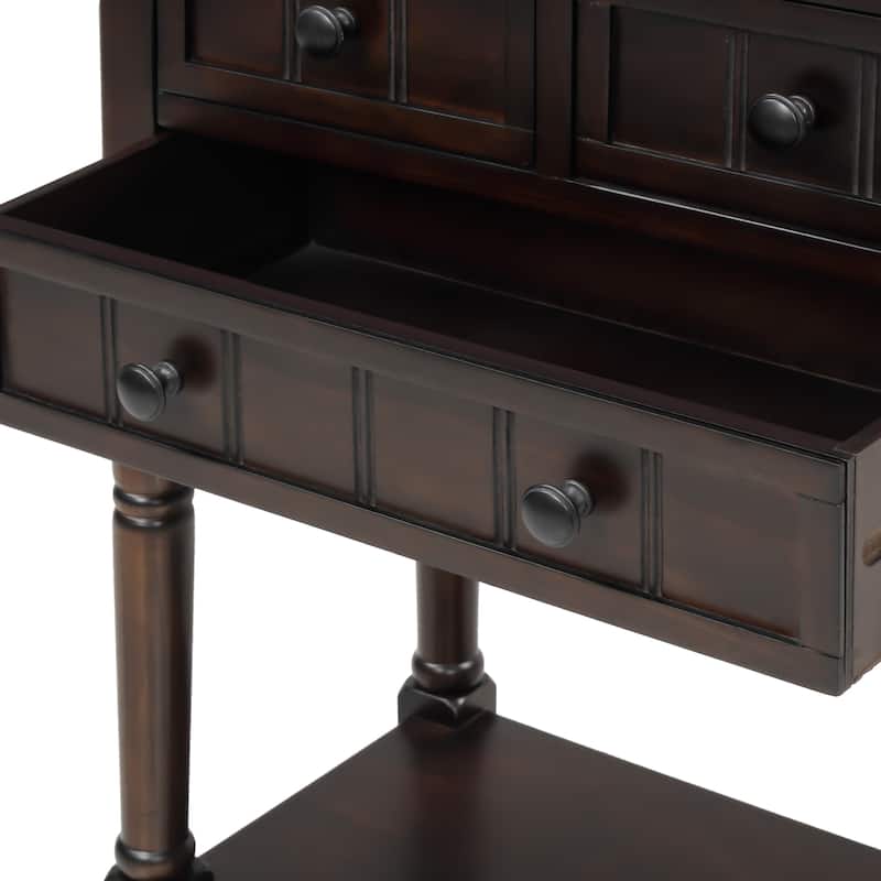 Narrow Console Table with Three Storage Drawers and Bottom Shelf ...