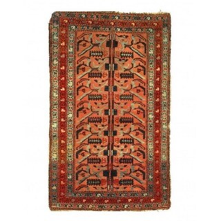 Canvello Fine Hand Knotted Persian Hamadan Rug - 3'5'' X 6' - Rust - 6 ...