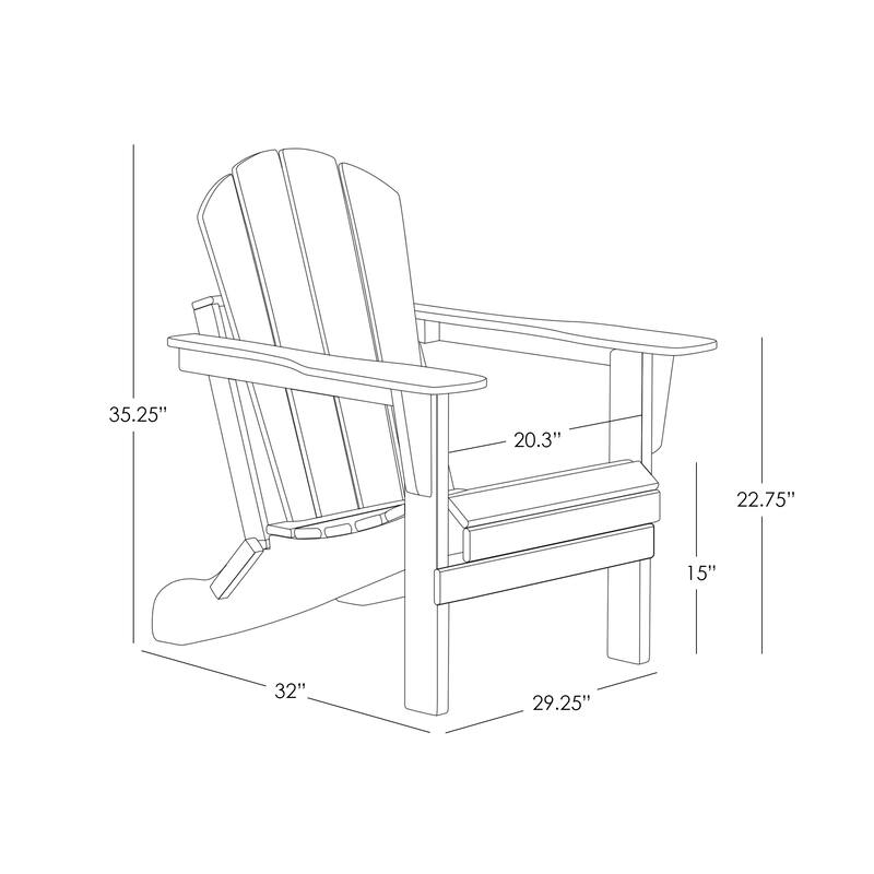 Laguna Hdpe All Weather Outdoor Patio Foldable Adirondack Chair With ...