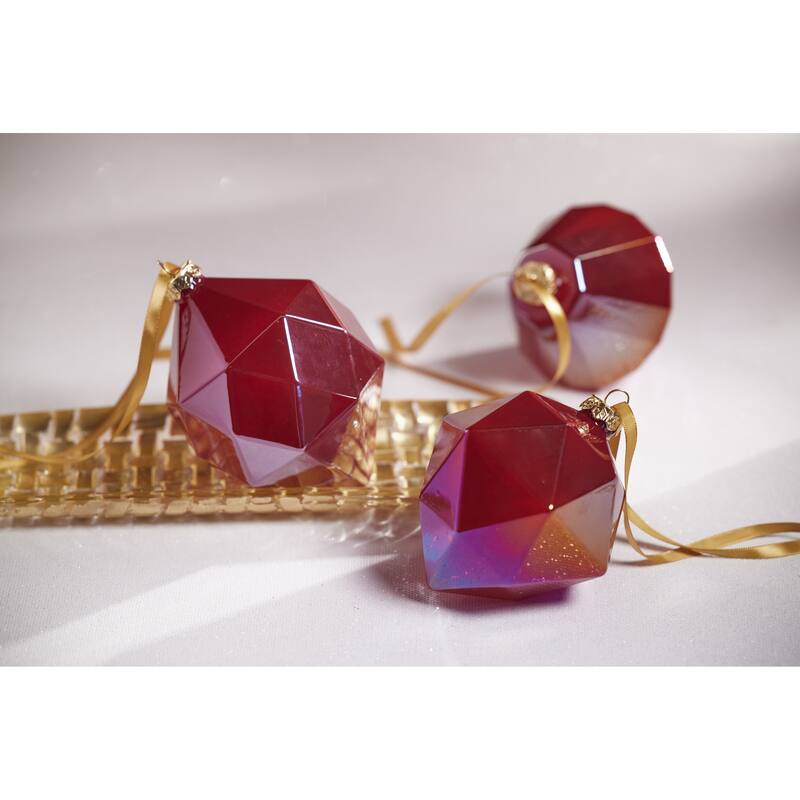 6 Piece Set Red Luster Faceted Glass Hanging Ornaments Octagon Bed Bath And Beyond 38443509
