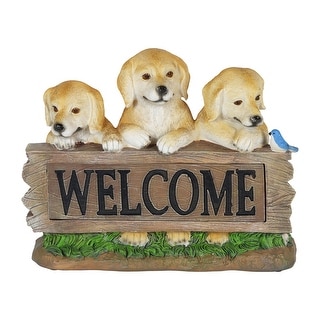 Exhart Solar Three Labradors Welcome Sign Garden Statuary, 8.5 Inches ...