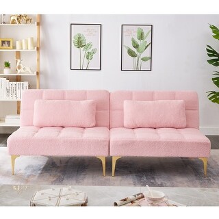 71" Pink Convertible Sofa Bed Futon - Bed Bath & Beyond - 39486473